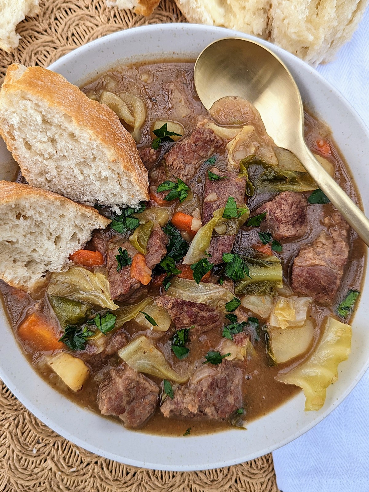 Beef and Guinness Stew with Cabbage - Cooking with Conks